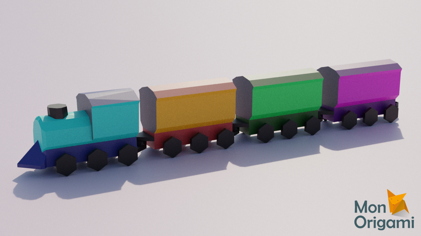 Train complet - Mon Origami ! Vente de patrons d'origami 3D