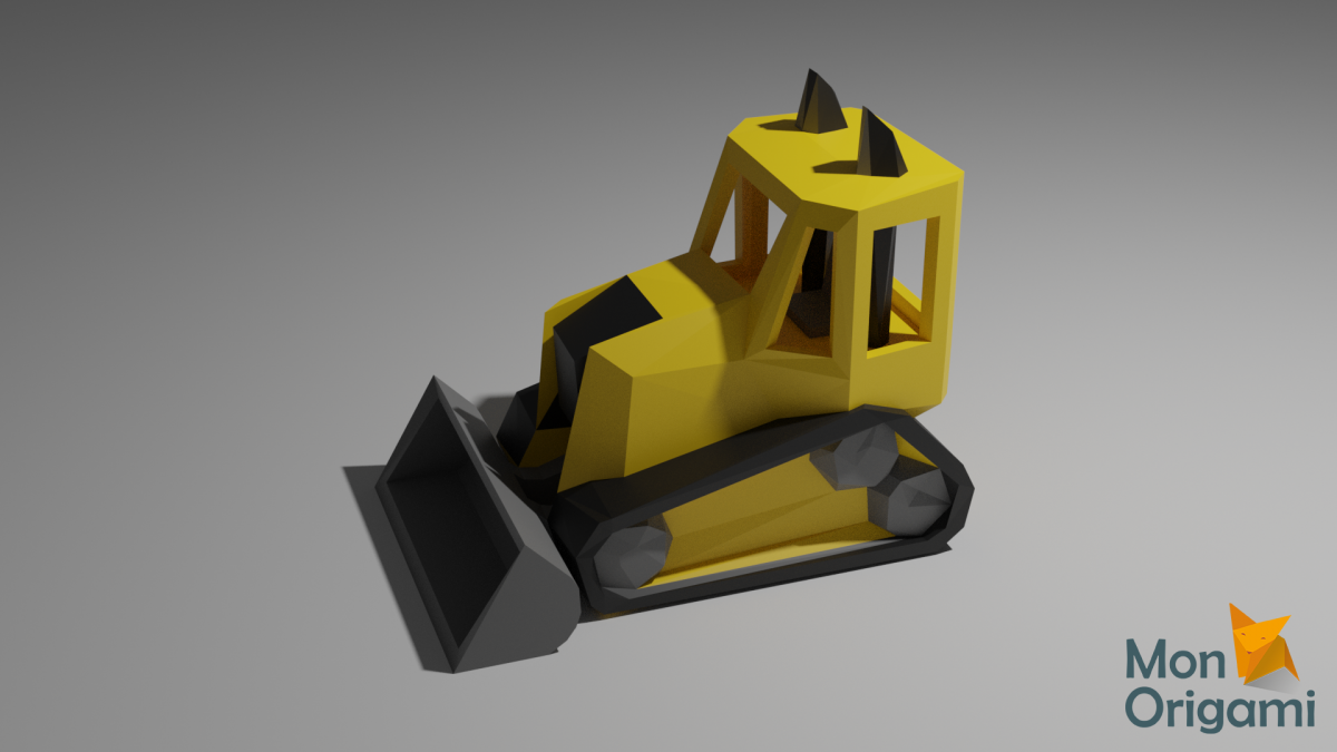 Bulldozer - Mon Origami ! Vente de patrons d'origami 3D